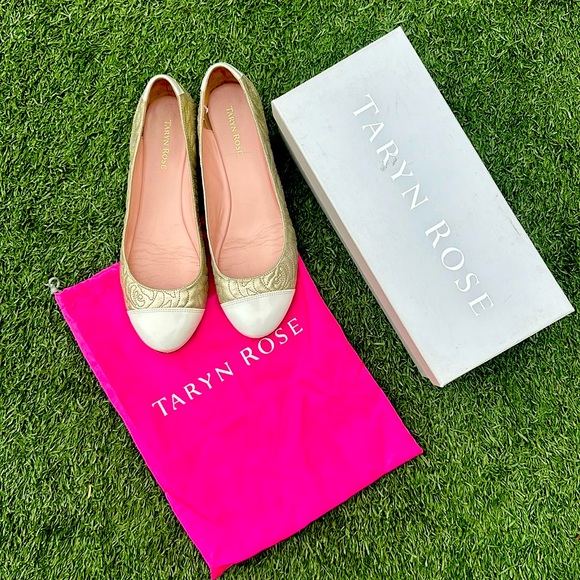 Taryn Rose | Shoes | Taryn Rose Pomona Soft Gold Metallic Ballet Flats ...